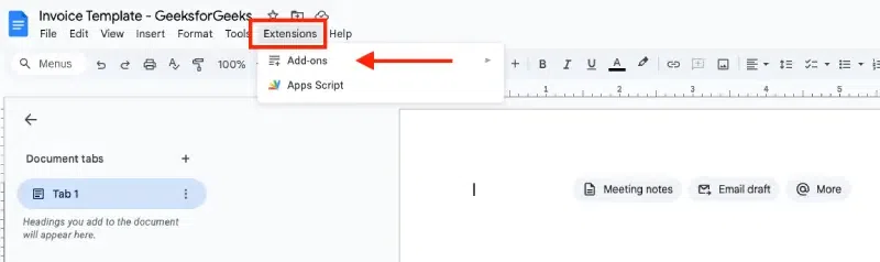 How To Make An Invoice in Google Docs - GeeksforGeeks