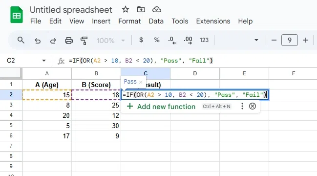 OR Logical Function in Google Sheets - GeeksforGeeks