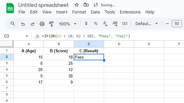 OR Logical Function in Google Sheets - GeeksforGeeks