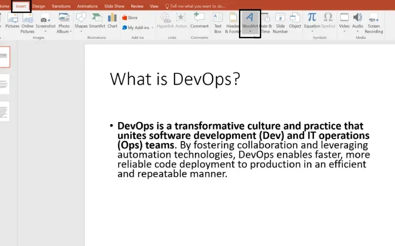 Insert WordArt in Microsoft Powerpoint - GeeksforGeeks