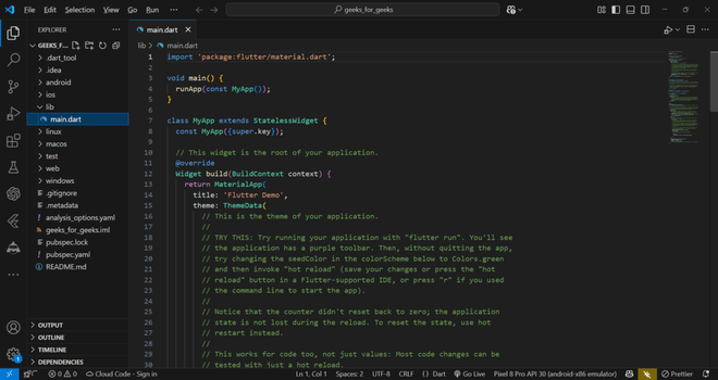 Creating a Simple Application in Flutter - GeeksforGeeks