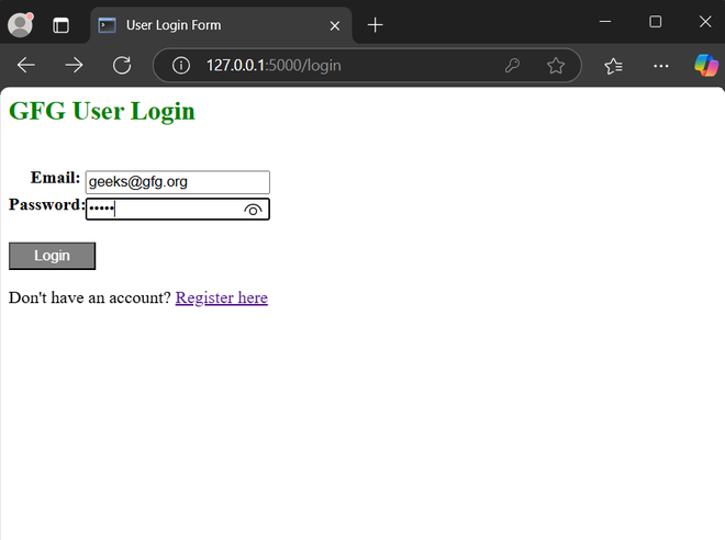 Add User and Display Current Username in Flask - GeeksforGeeks
