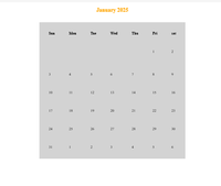 Design a Calendar using HTML and CSS - GeeksforGeeks