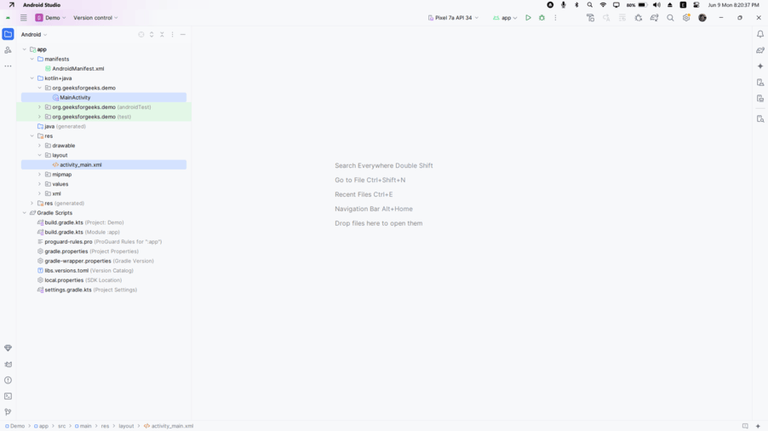 How to create project in Android Studio using Kotlin - GeeksforGeeks