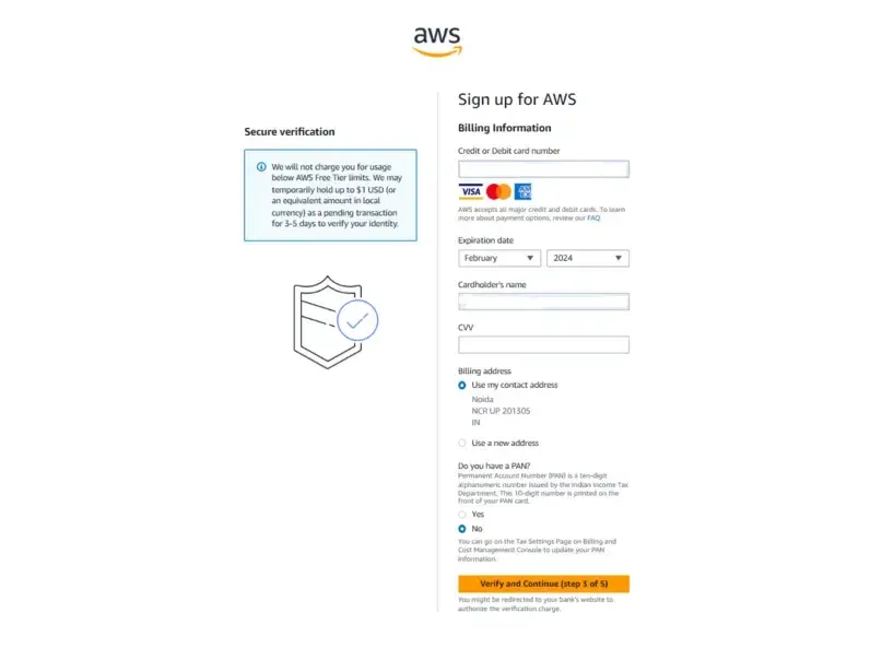 Amazon Web Services (AWS) - Free Tier Account Set up - GeeksforGeeks