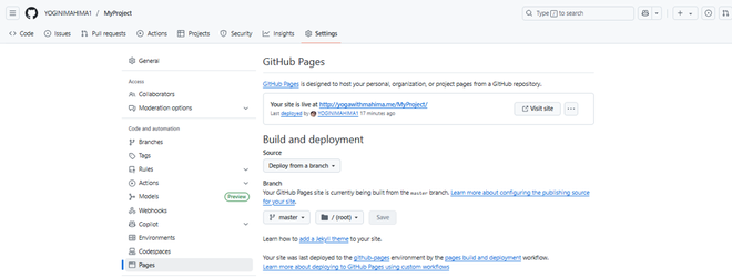 Deploying a Frontend Project on Github - GeeksforGeeks