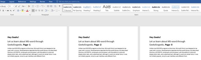 How to Insert Page Breaks in MS Word - GeeksforGeeks