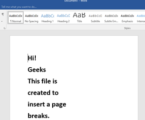How to Insert Page Breaks in MS Word - GeeksforGeeks