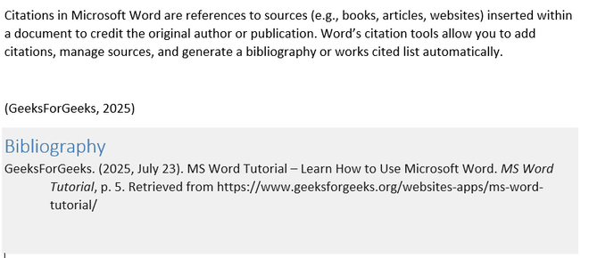 Insert and Manage Citations in MS Word - GeeksforGeeks