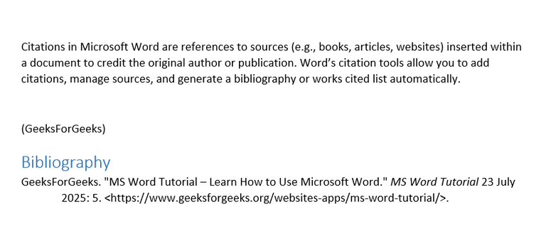 Insert and Manage Citations in MS Word - GeeksforGeeks