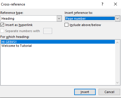Cross-References in MS Word - GeeksforGeeks