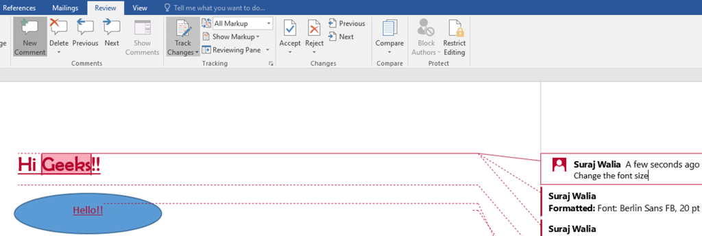 Track Changes in MS Word - GeeksforGeeks
