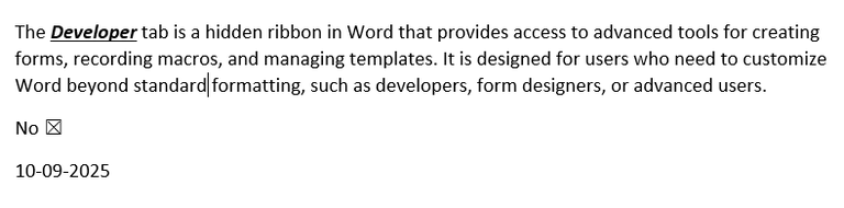 Developer Tools in MS Word - GeeksforGeeks