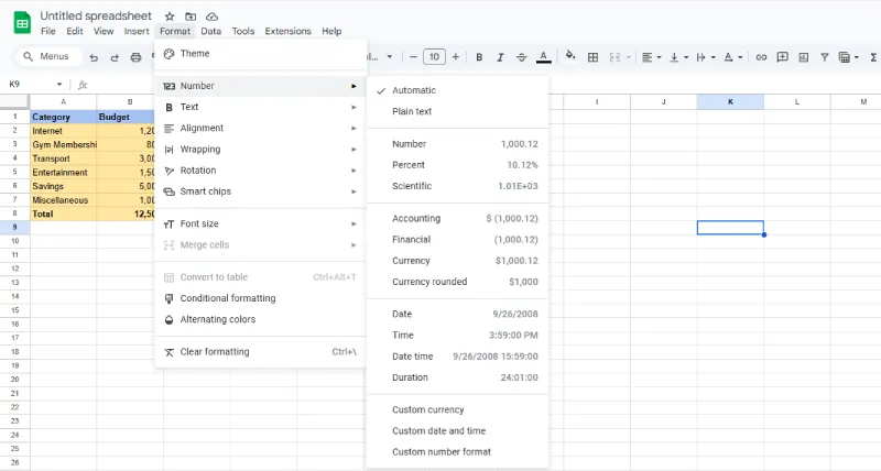 How to Make a Budget Spreadsheet in Google Sheets - GeeksforGeeks