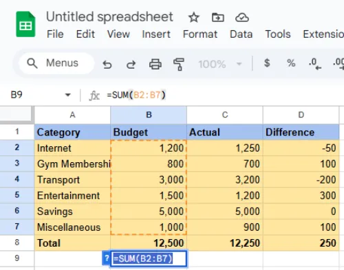 How to Make a Budget Spreadsheet in Google Sheets - GeeksforGeeks
