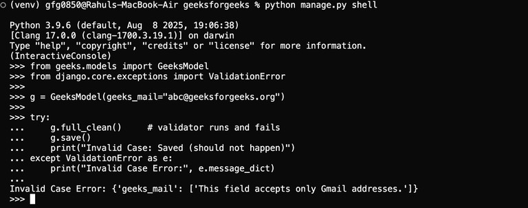 Custom Field Validations in Django Models - GeeksforGeeks