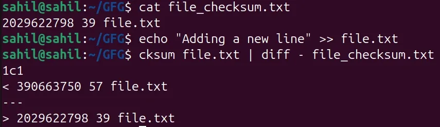 cksum Command in Linux - GeeksforGeeks