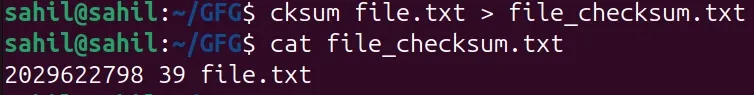 cksum Command in Linux - GeeksforGeeks