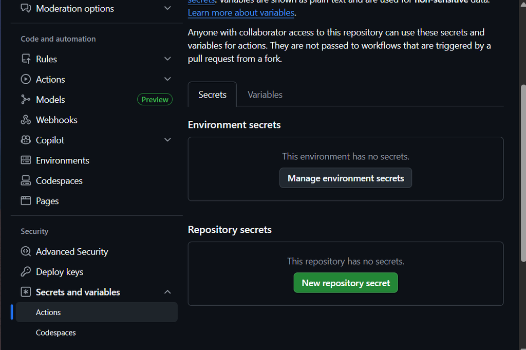 Add GitHub Actions Secrets - GeeksforGeeks
