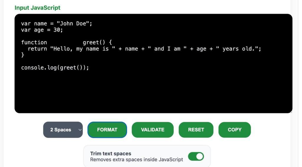 JavaScript Formatter - GeeksforGeeks