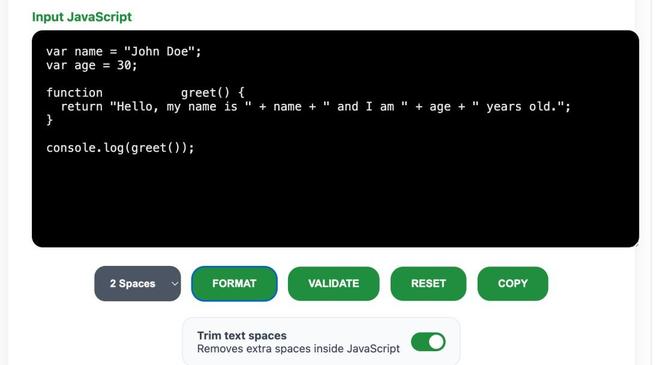 JavaScript Formatter - GeeksforGeeks