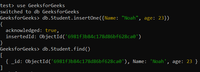 Creating Database and Collection in MongoDB - GeeksforGeeks
