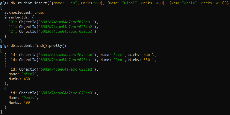 MongoDB - Insert() Method - GeeksforGeeks