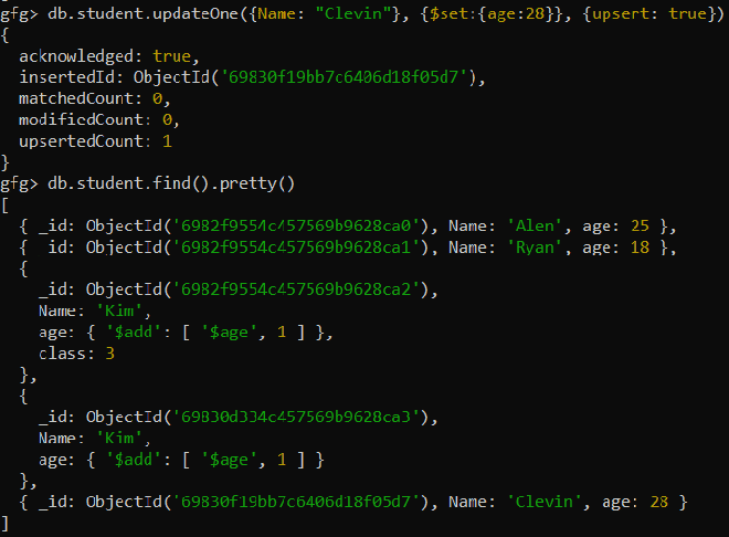 MongoDB - updateOne() Method - GeeksforGeeks