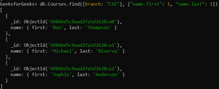Mongodb Query Embedded Documents Using Mongo Shell Geeksforgeeks