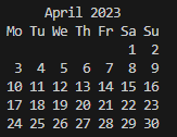 Calendar in Python - GeeksforGeeks
