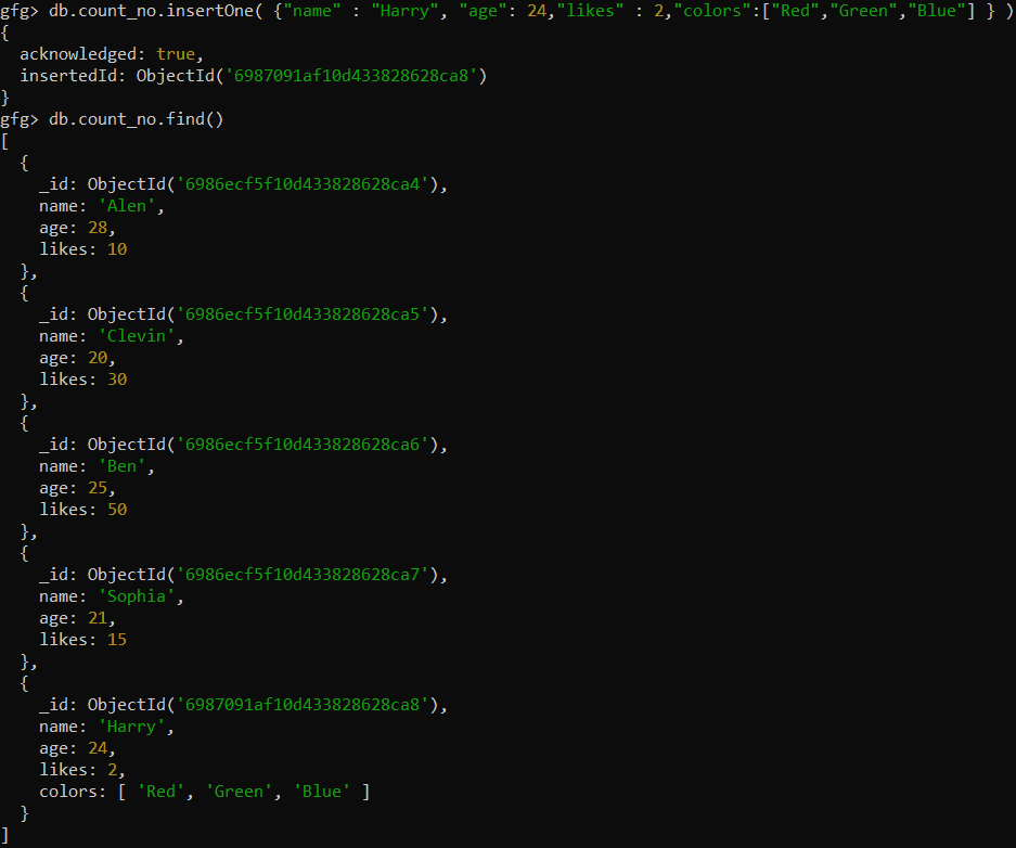 MongoDB Query and Projection Operator - GeeksforGeeks