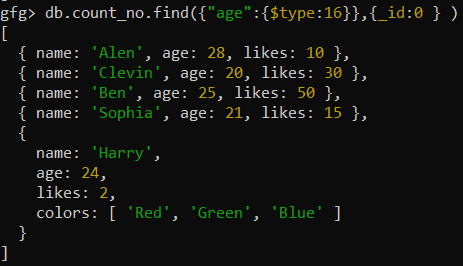 MongoDB Query and Projection Operator - GeeksforGeeks