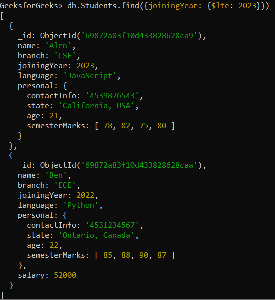 MongoDB - Comparison Query Operators - GeeksforGeeks