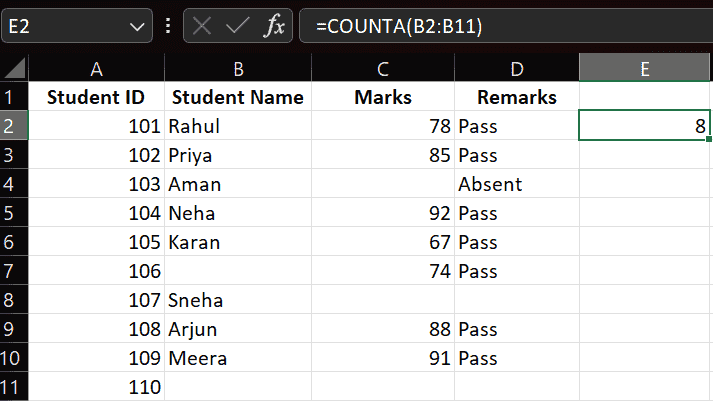 Understanding COUNT, COUNTA, and COUNTBLANK Functions in Excel - GeeksforGeeks