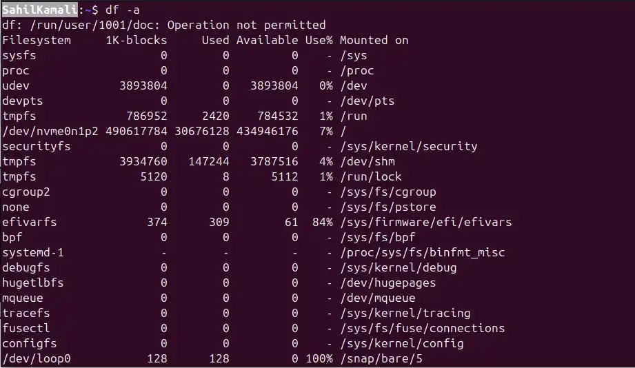 df Command in Linux - GeeksforGeeks
