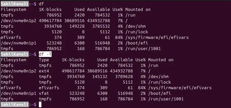 df Command in Linux - GeeksforGeeks