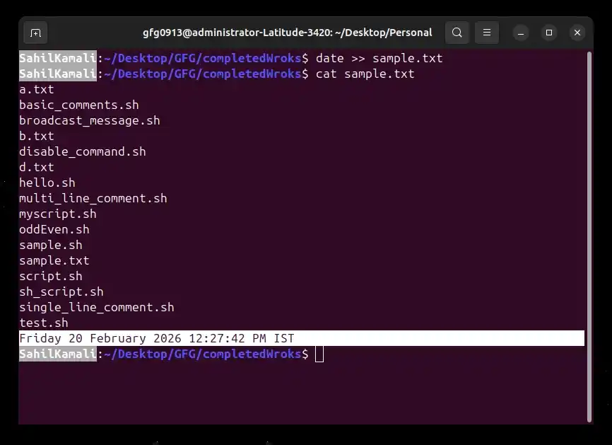 Saving Command Output to a File in Linux - GeeksforGeeks