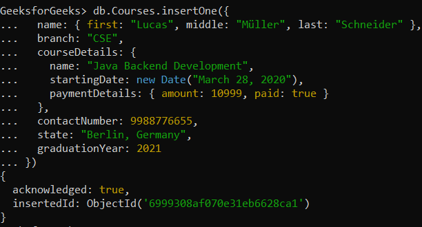 MongoDB - Embedded Documents - GeeksforGeeks