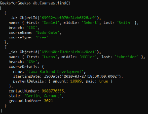 MongoDB - Embedded Documents - GeeksforGeeks