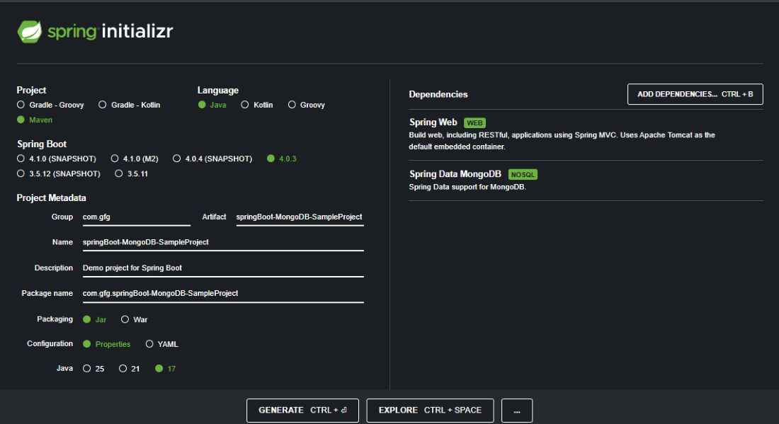 Spring Boot Integration With MongoDB as a Maven Project - GeeksforGeeks