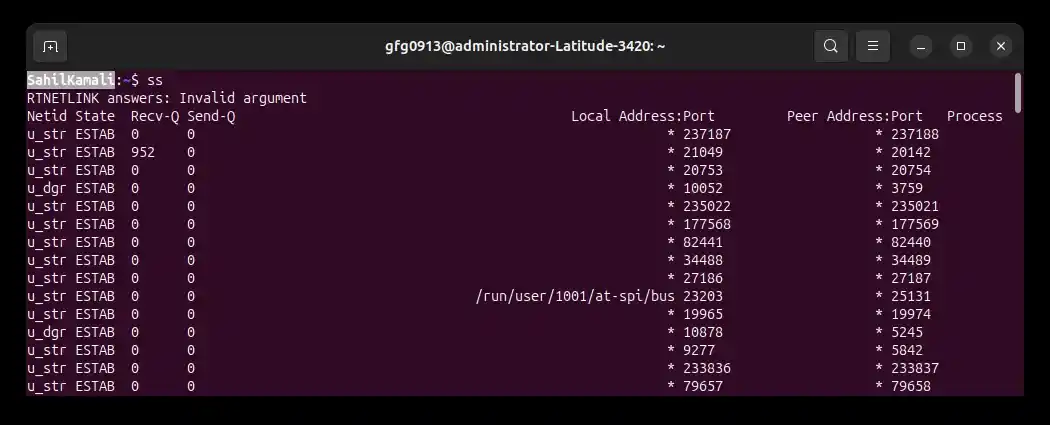 ss command in linux - GeeksforGeeks
