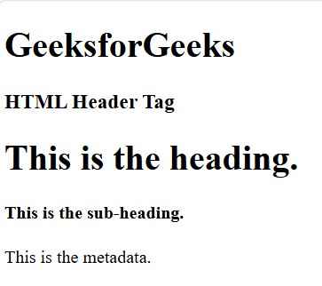 HTML header Tag - GeeksforGeeks